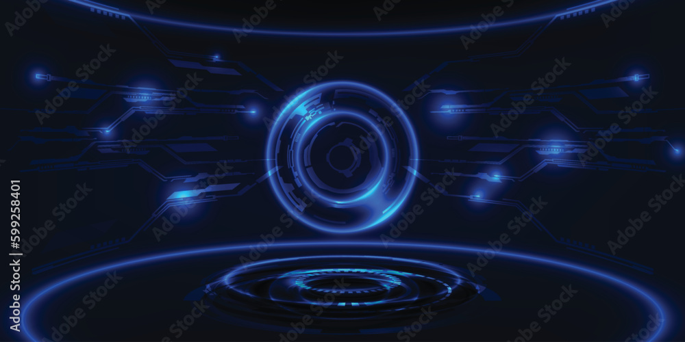 Vecteur Stock Vector illustrations of futuristic glowing neon blue ...