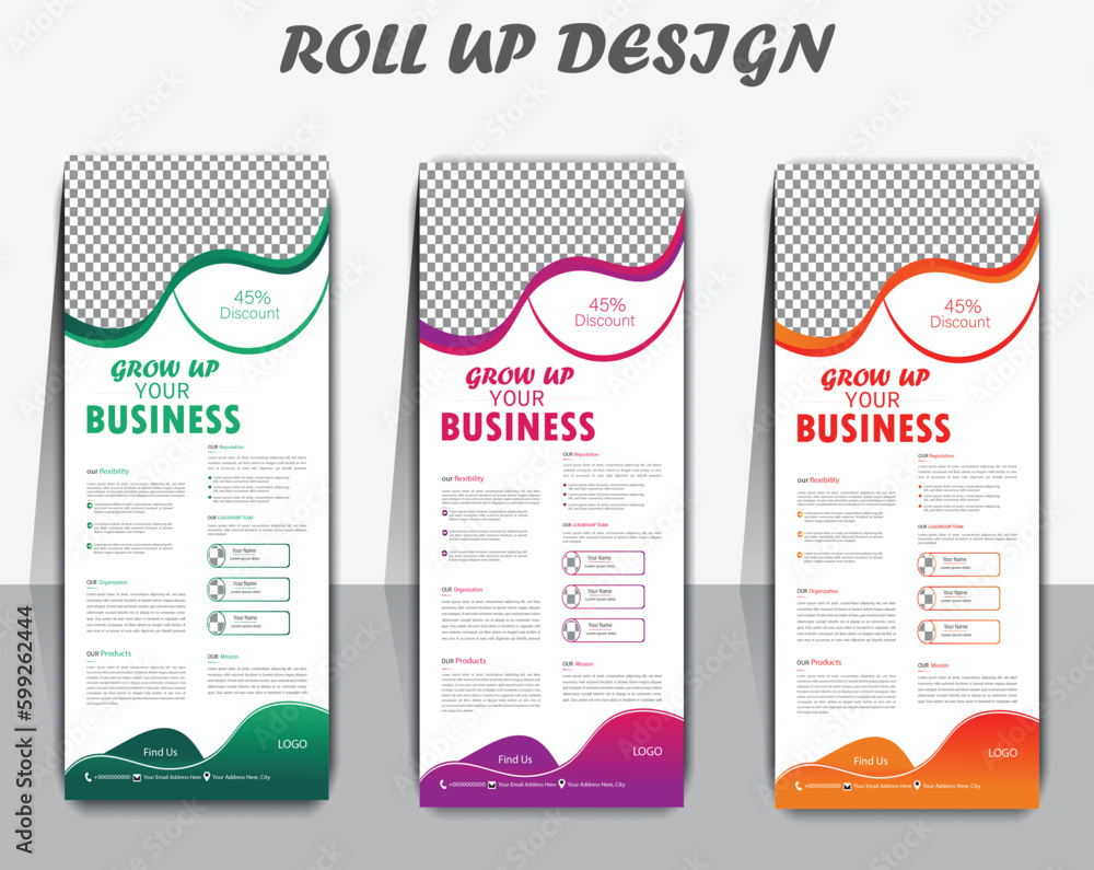 set of banners. design layout. Roll up banner template. layout ...