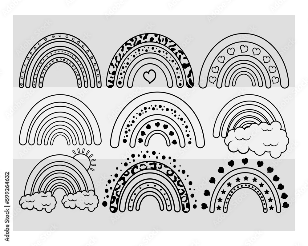 Boho Rainbow | SVG Bundle | Layered Bohemian Rainbow | Cute Rainbow Svg ...