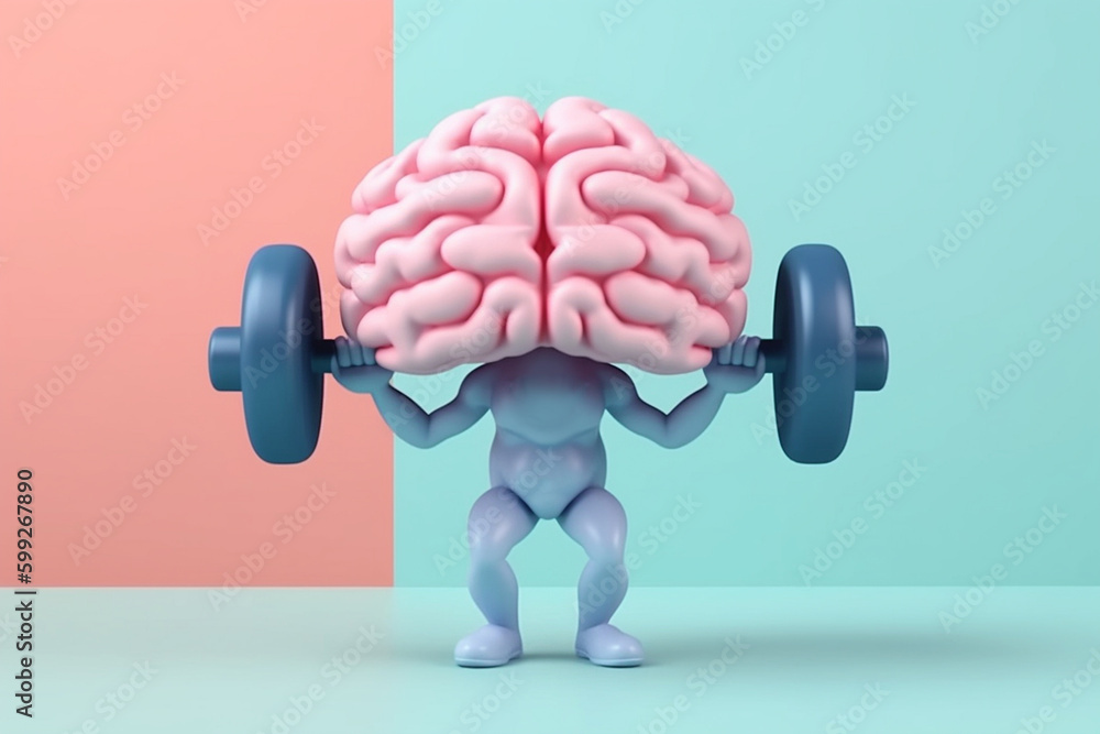 Ilustração do Stock: Human brain lifting weights. 3D brain lifting a ...