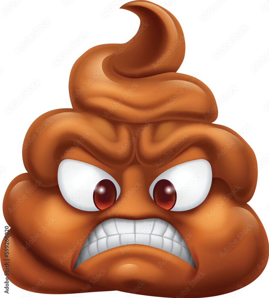 An angry jealous or mad dislike poop or poo emoticon emoji cartoon face hating something icon ...