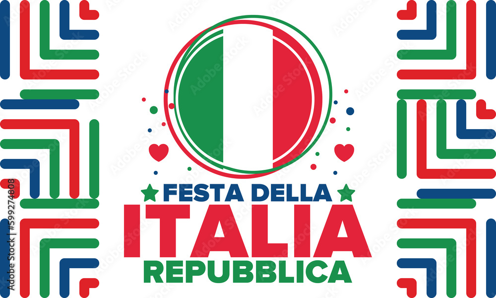 Festa della Repubblica Italiana. Text in italian: Italian Republic Day ...