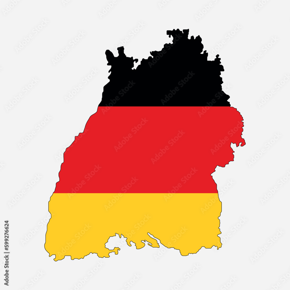 Map Of Baden Wurttemberg Germany Flag Region Outline Silhouette