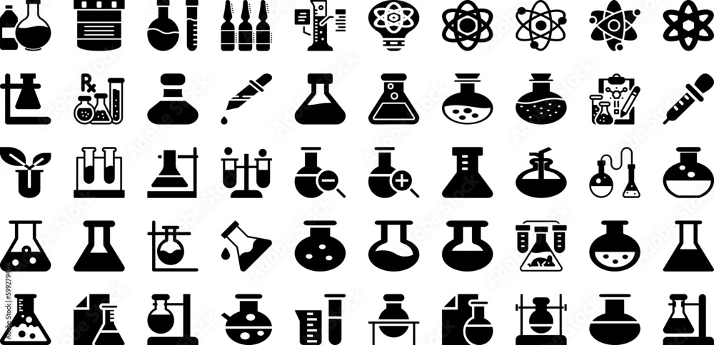 Laboratory Icon Set Isolated Silhouette Solid Icons With Science ...
