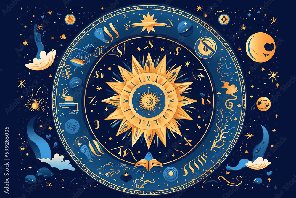 magic banner for astrology, magic divination, cosmic device, crescent ...