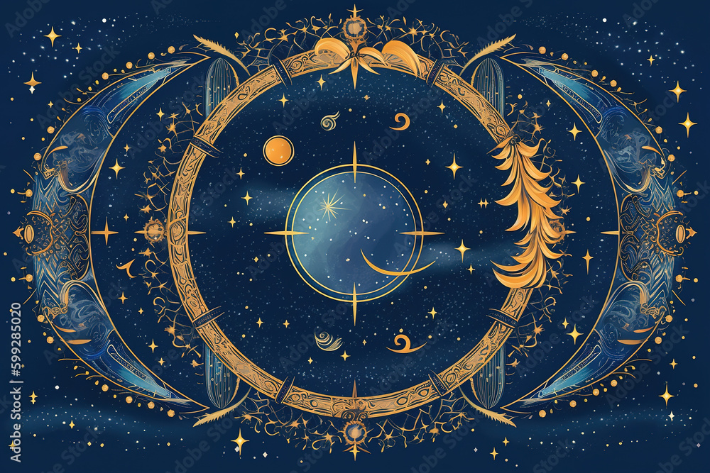 magic banner for astrology, magic divination, cosmic device, crescent ...