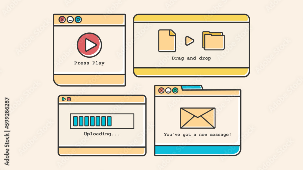 4 Retro User Interface Windows. Windows are made as Retro User ...
