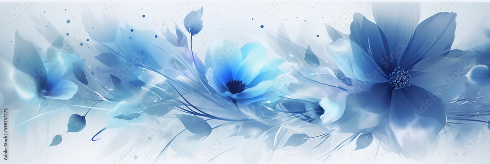 Abstract blue flower, delicate botanical floral background (generative ...
