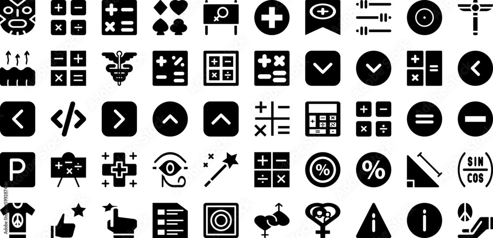 Symbols Icon Set Isolated Silhouette Solid Icons With Web, Set, Sign ...