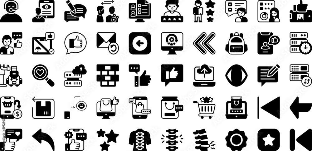 Back Icon Set Isolated Silhouette Solid Icons With Symbol, Back ...