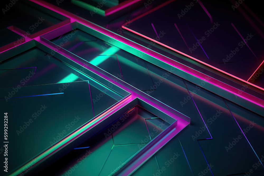 Generative AI illustration of abstract background with purple neon ...