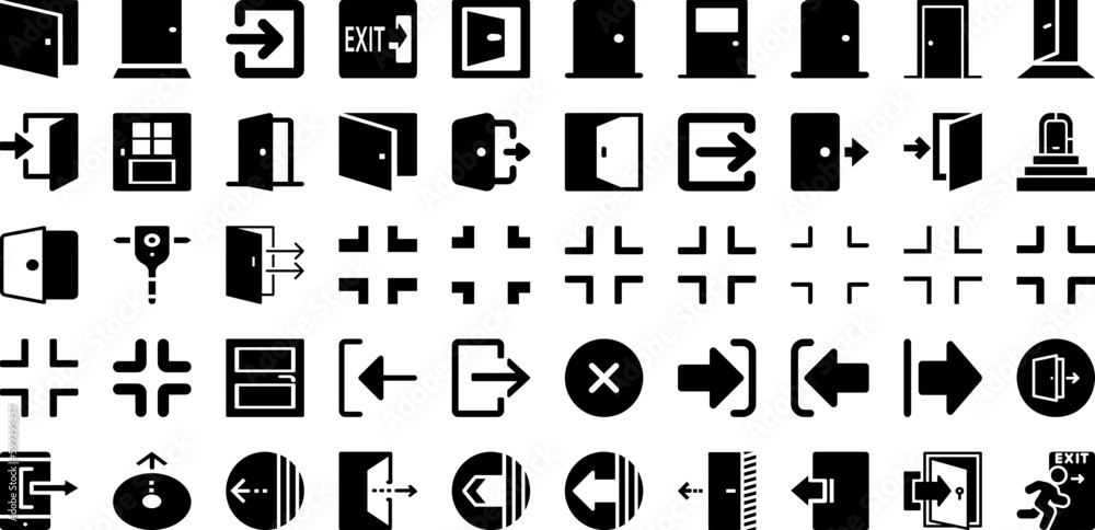 Exit Icon Set Isolated Silhouette Solid Icons With Illustration, Icon ...