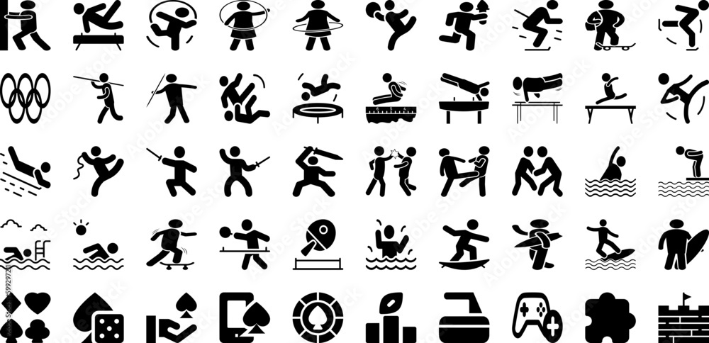 Game Icon Set Isolated Silhouette Solid Icons With Console, Game, Icon ...