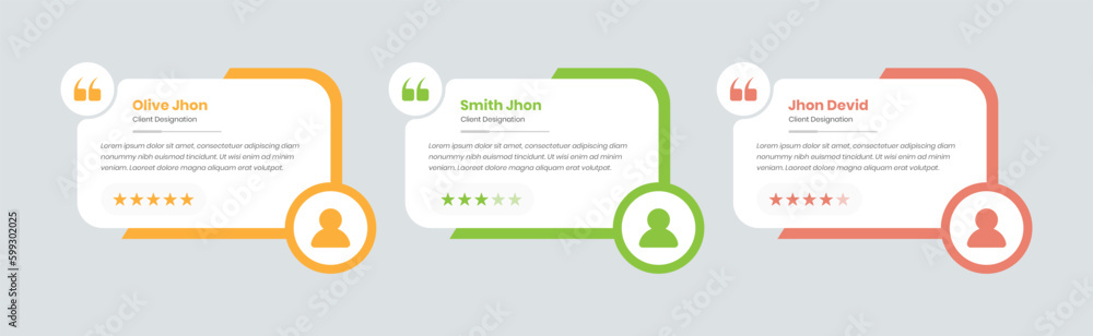 Simple client testimonial or customer feedback card with rating star ...