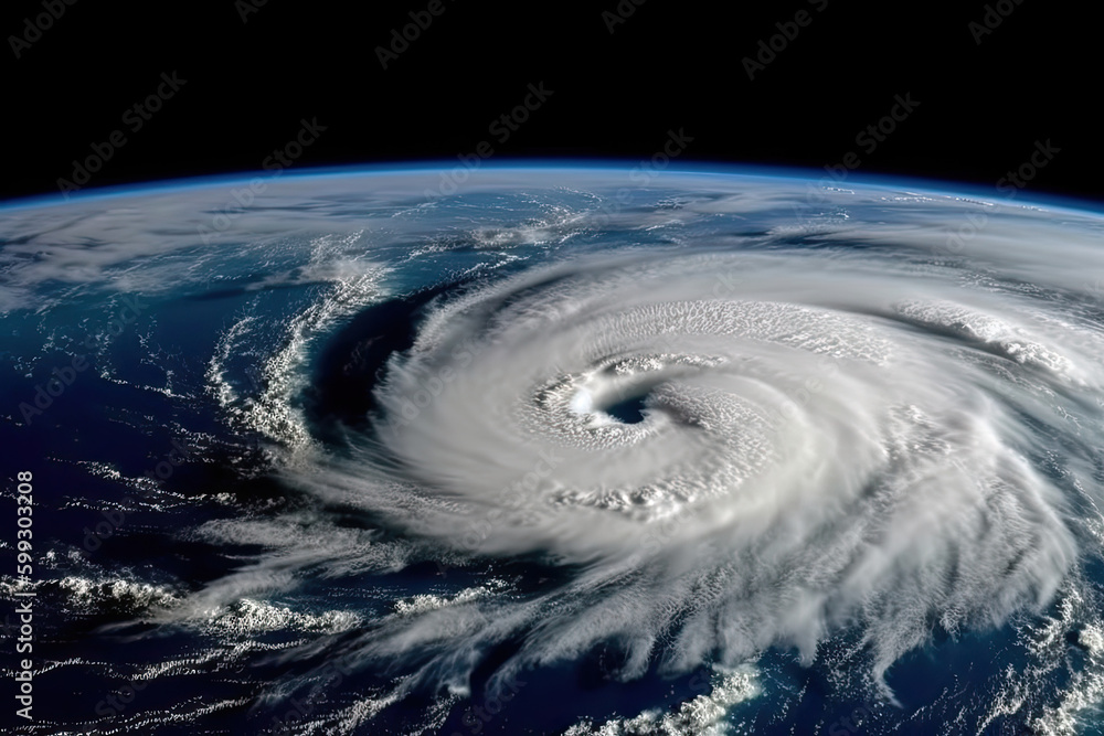 Cyclone over Pacific. Massive cyclone related to El Nino phenomena ...