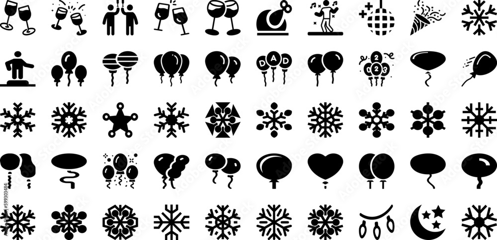 Part Icon Set Isolated Silhouette Solid Icons With Outline, Line, Thin ...