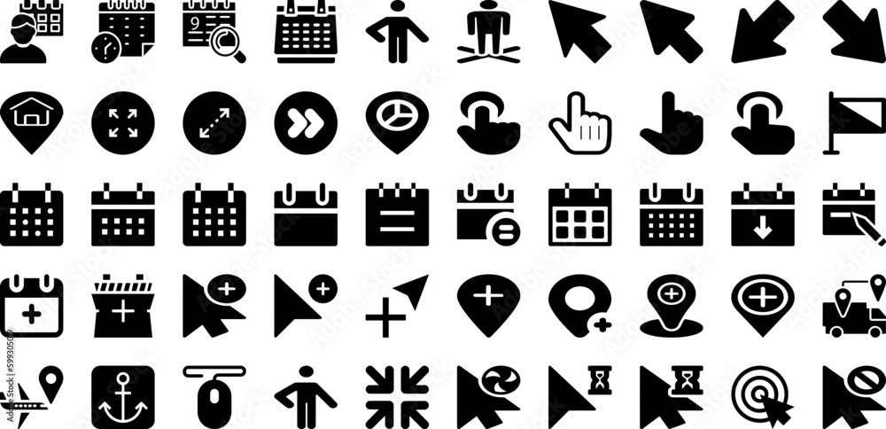 Point Icon Set Isolated Silhouette Solid Icons With Symbol, Sign, Icon ...