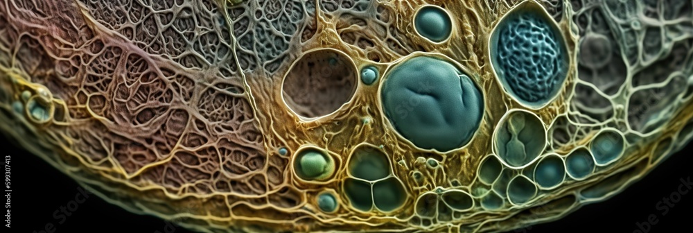 ภาพประกอบสต็อก A macro image of a plant cell, with its intricate ...