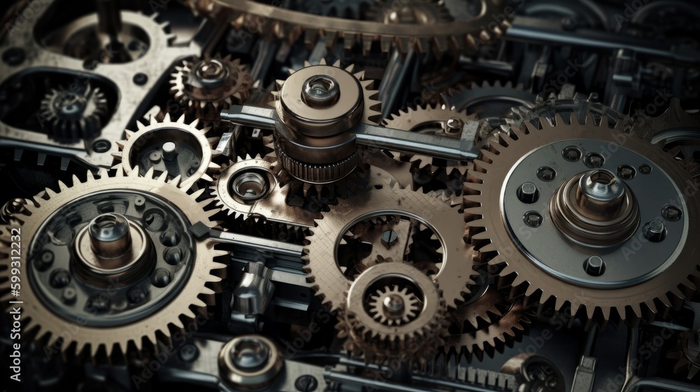 Complex mechanism with gears. AI generated. Stock Illustration | Adobe ...