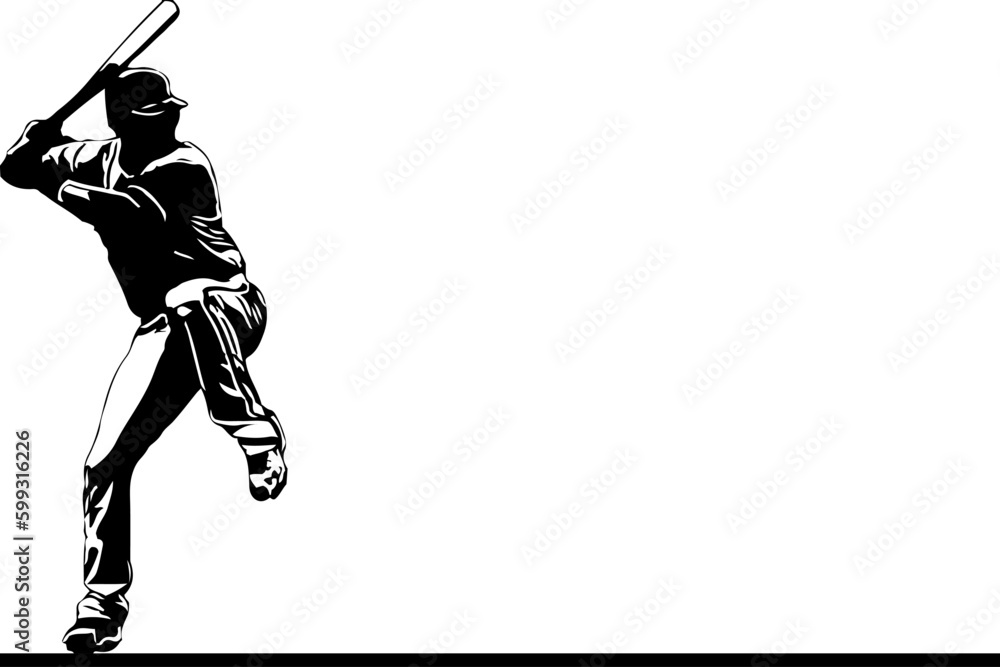 "Isolated Baseball Batter Silhouette: Illustrating the Power of the ...