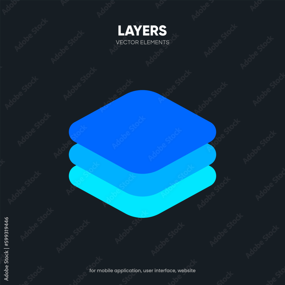 Layers icon, Three levels stacked on white background. Layer symbol for ...