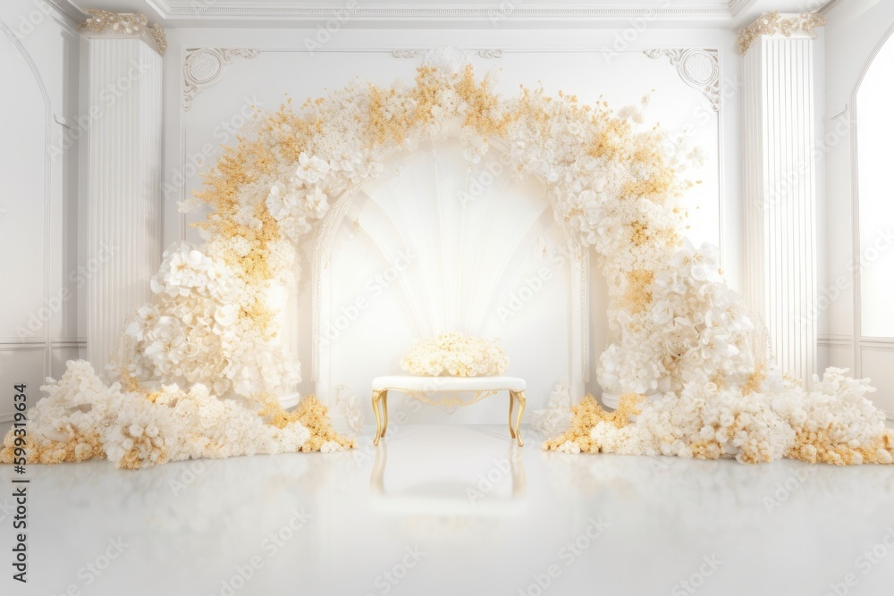 Wedding backdrop aesthetic flower decoration indoor studio pastel color ...