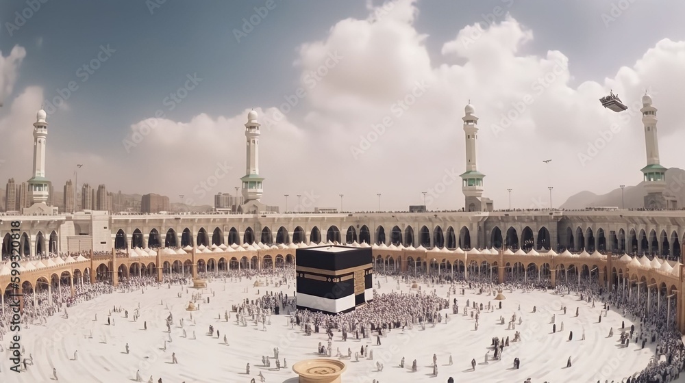 Photo & Art Print Landscape of the Kaaba in Mecca, generative ai ...