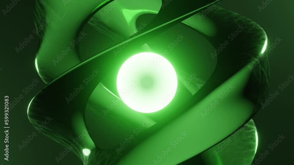 Abstract seamless loop background green sphere of neon glow hi-tech sci ...