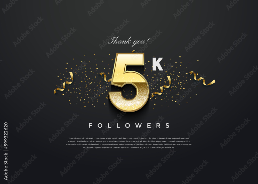 celebration 5k followers with gold number combine. design premium ...