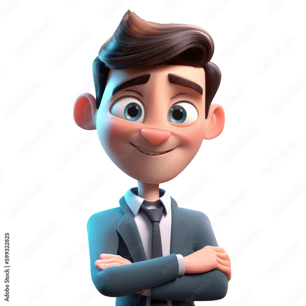 3d icon avatar cartoon character man businessman in business suit ...