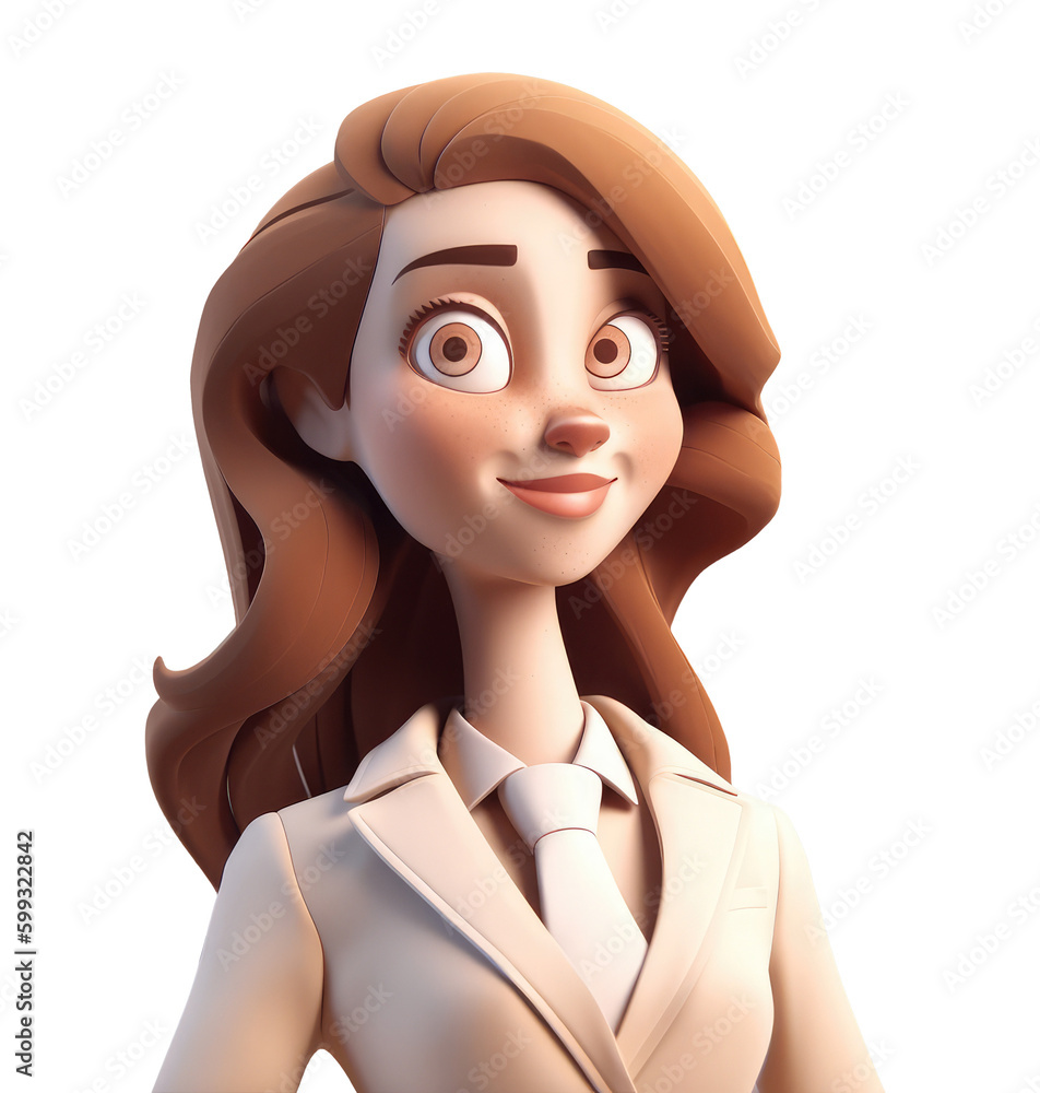 3D icon avatar business woman illustration of smiling happy girl ...