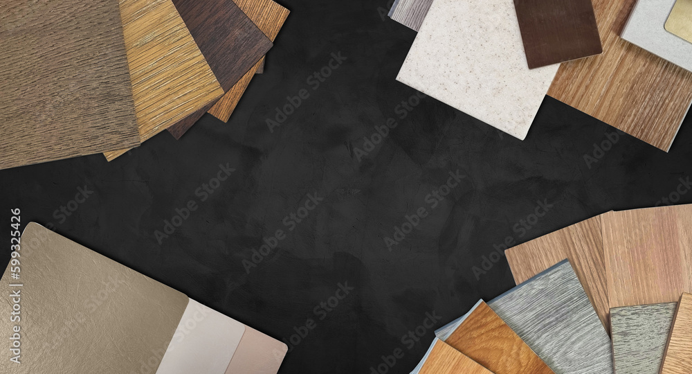 interior material samples contains wooden engineering and vinyl ...