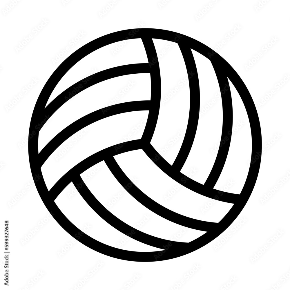 Volleyball ball in line style icon, volley ball symbol, simple black ...