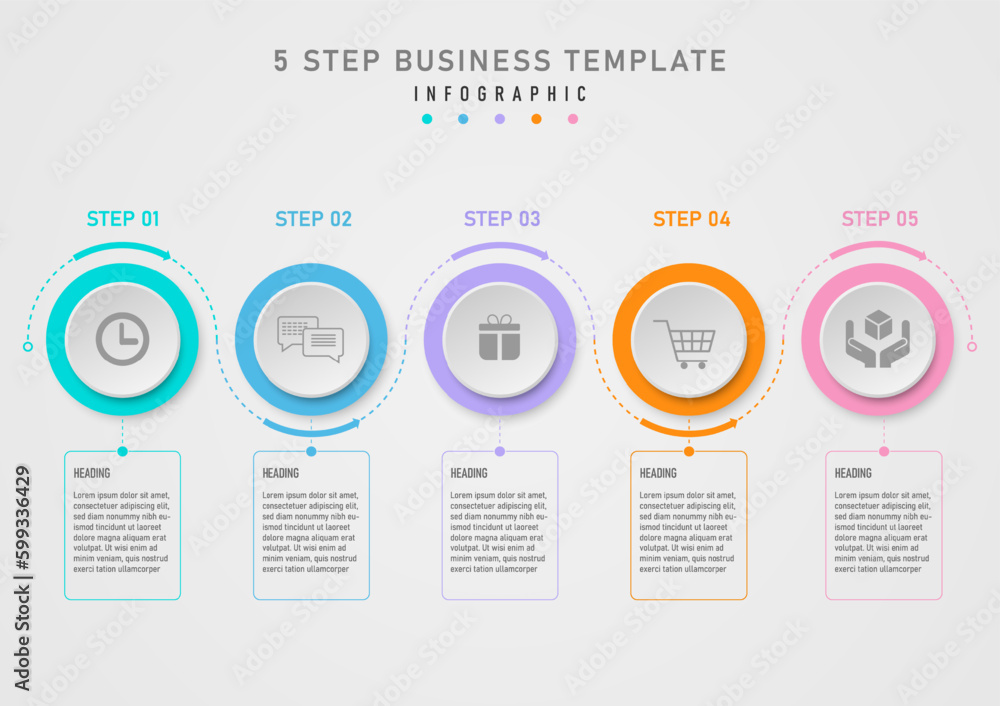 infographic template 5 steps business plan success multi colored ...
