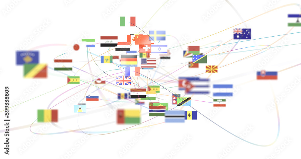 World map with all states and their flags,3d render - PNG transparent ...