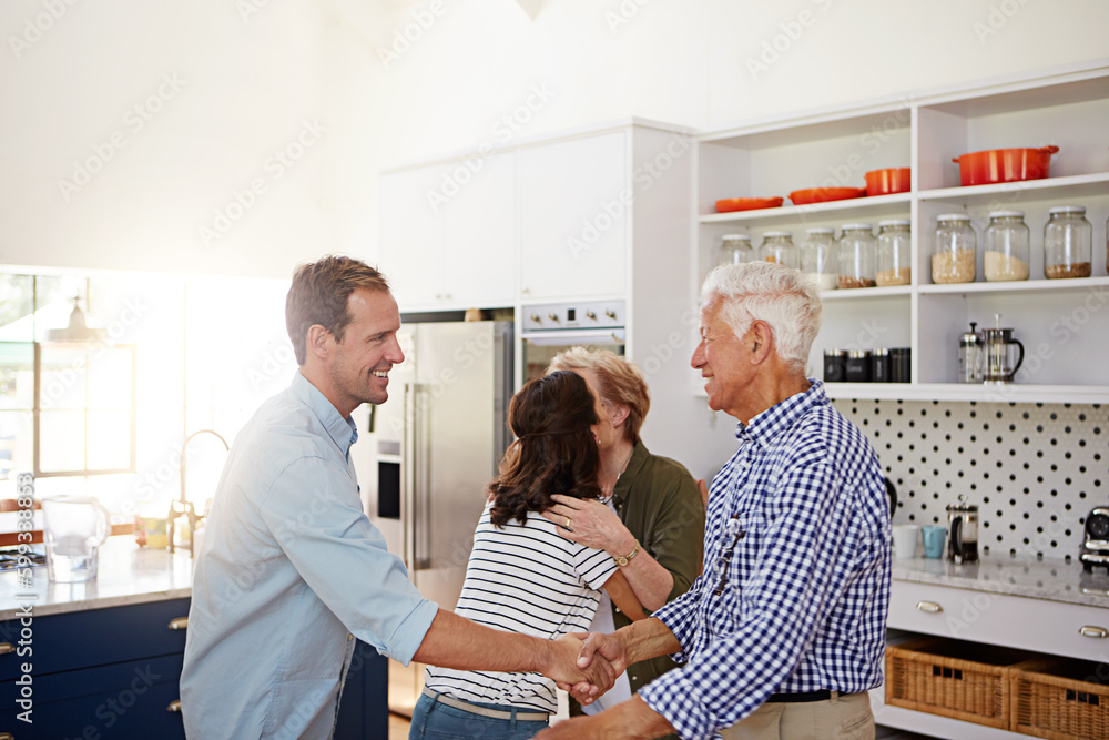 Its so great to see you again. a loving family greeting each other with ...