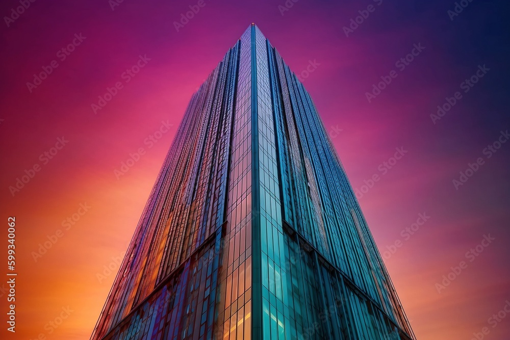 Colorful Gradient Skyscraper Architecture, Shiny and Beautiful, Urban ...