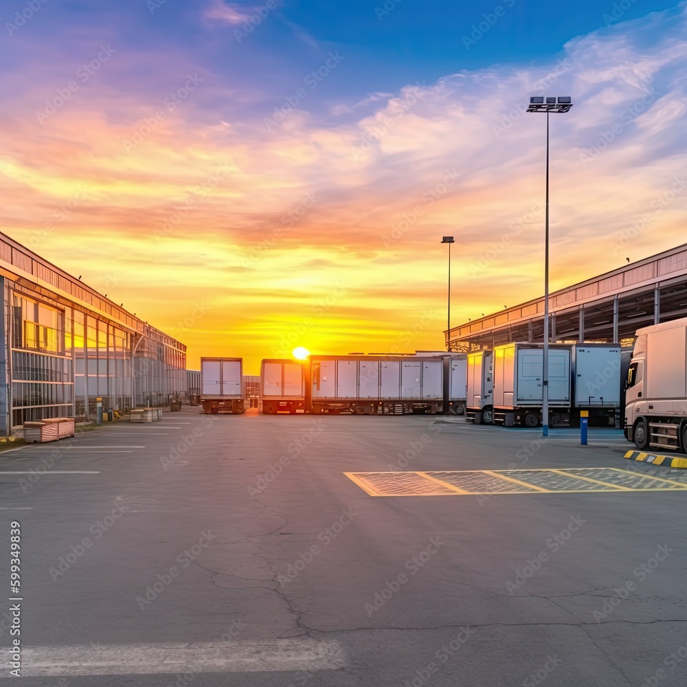 Innovative modern logistics warehouse center complex building exterior ...