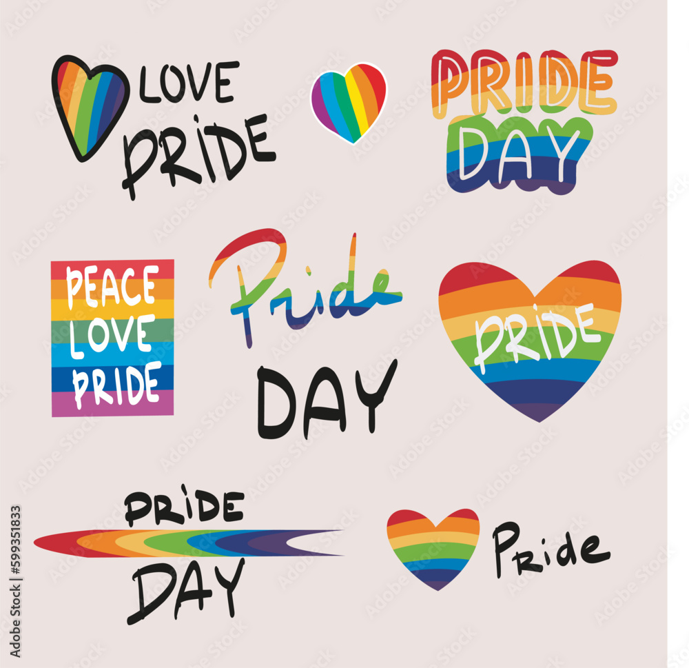 LGBTQ Pride Parade Set. Vector illustration of a gay pride parade. A ...