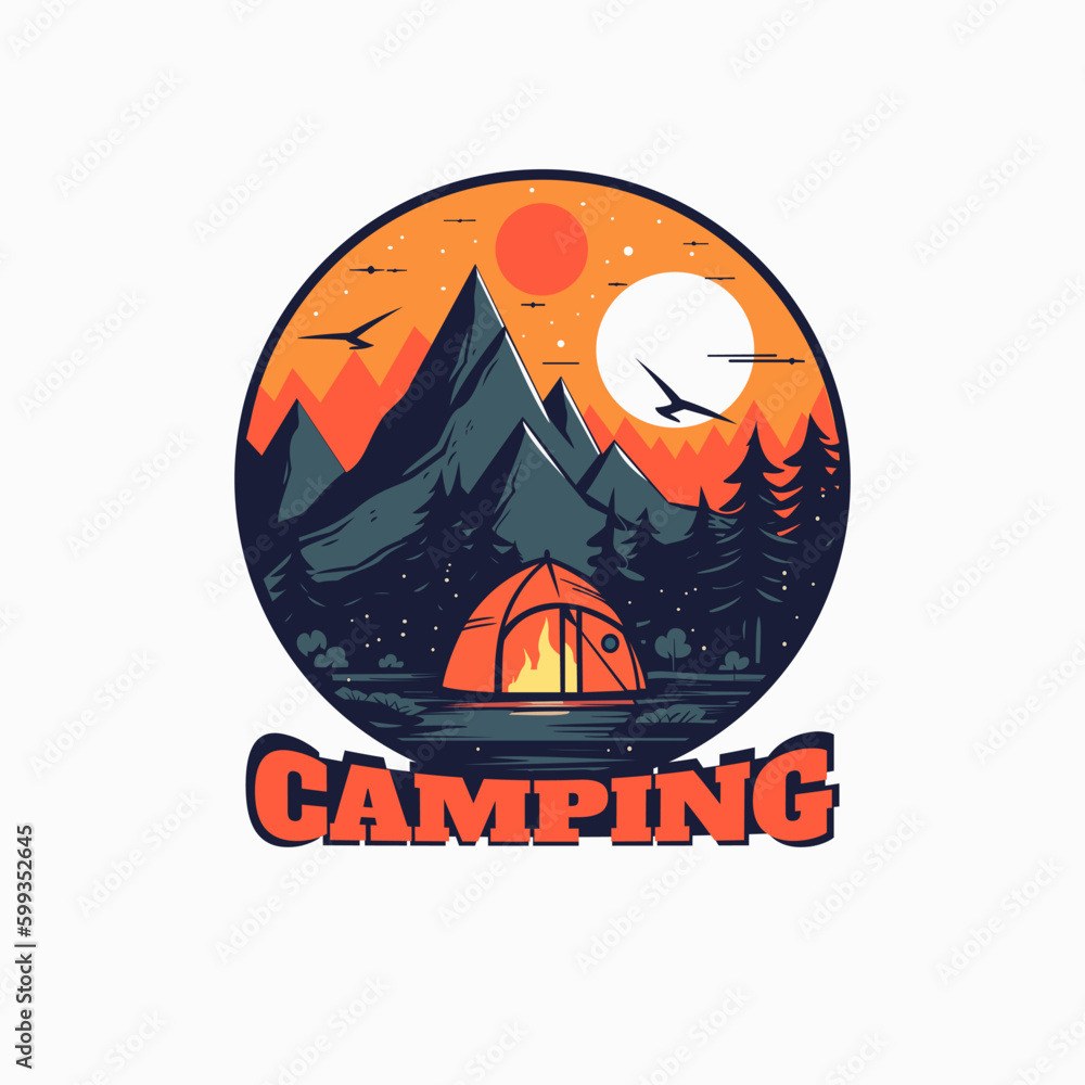 Camping and outdoor adventure logo. The emblem for cub scouts. Color ...
