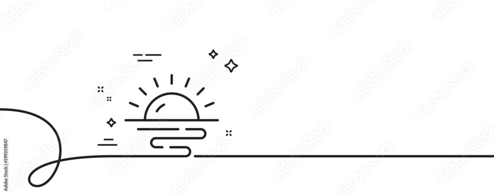 Sunrise line icon. Continuous one line with curl. Morning sun sign ...