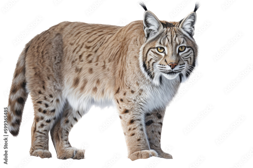an isolated Bobcat (Lynx rufus), in motion, preservation, elusive ...