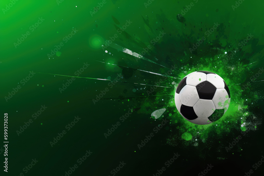 Soccer ball on the grass, green soccer background for design or ...