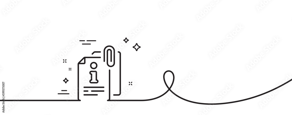 Attached info line icon. Continuous one line with curl. Information ...