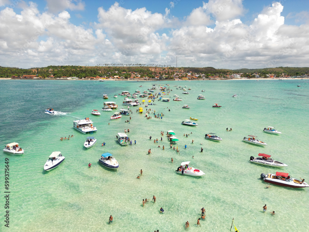 Aerial photo of the Caminho de Moisés on Barra Grande beach in the city ...
