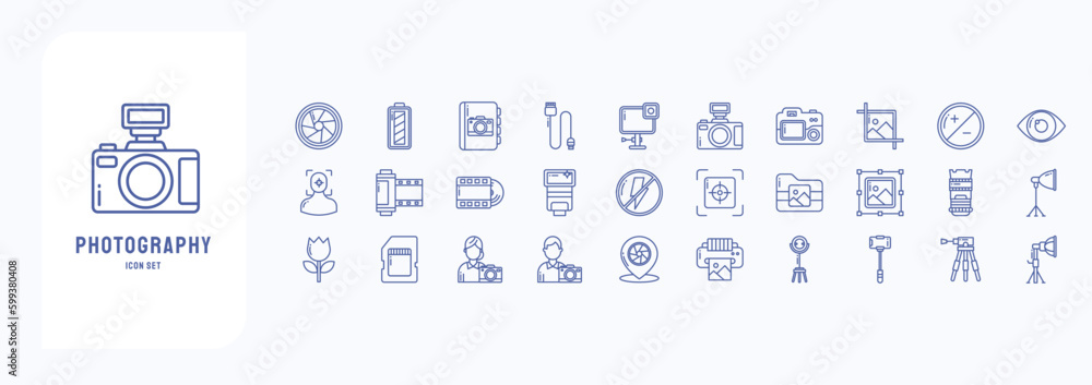 Collection of icons related to Photography, including icons like Camera ...