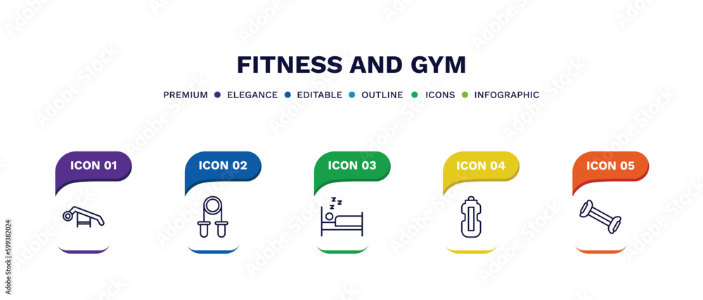 set of fitness and gym thin line icons. fitness and gym outline icons ...