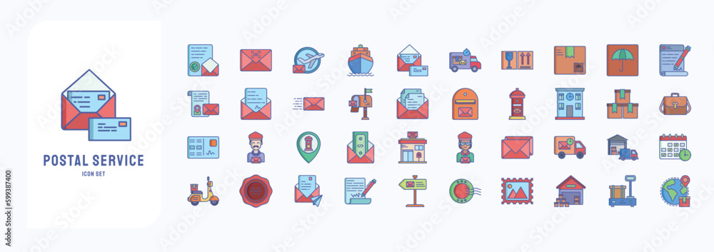 Collection of icons related to Postal Service, including icons like ...