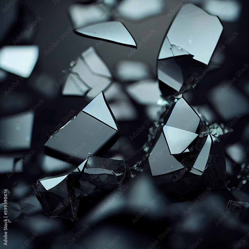 Fractured reality. A black and white depiction of the transience and ...