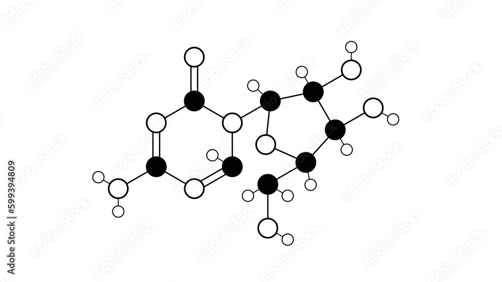 azacitidine molecule, structural chemical formula, ball-and-stick model ...